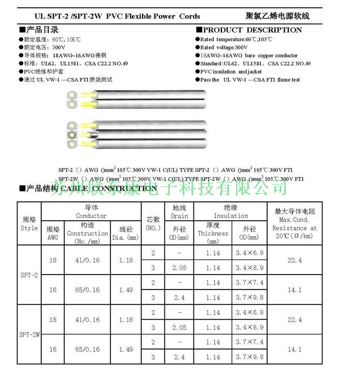 SPT-2 SPT-2W 电源线 - 江苏联东康电子科技有限公司